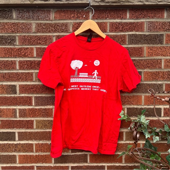 Shirts | Red And White Graphic Video Game Graphics Short Sleeve Shirt ...